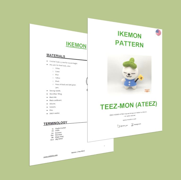 IKEMON TEEZMON PDF Pattern English & Spanish, Ateez Plushie – Miishin Shop