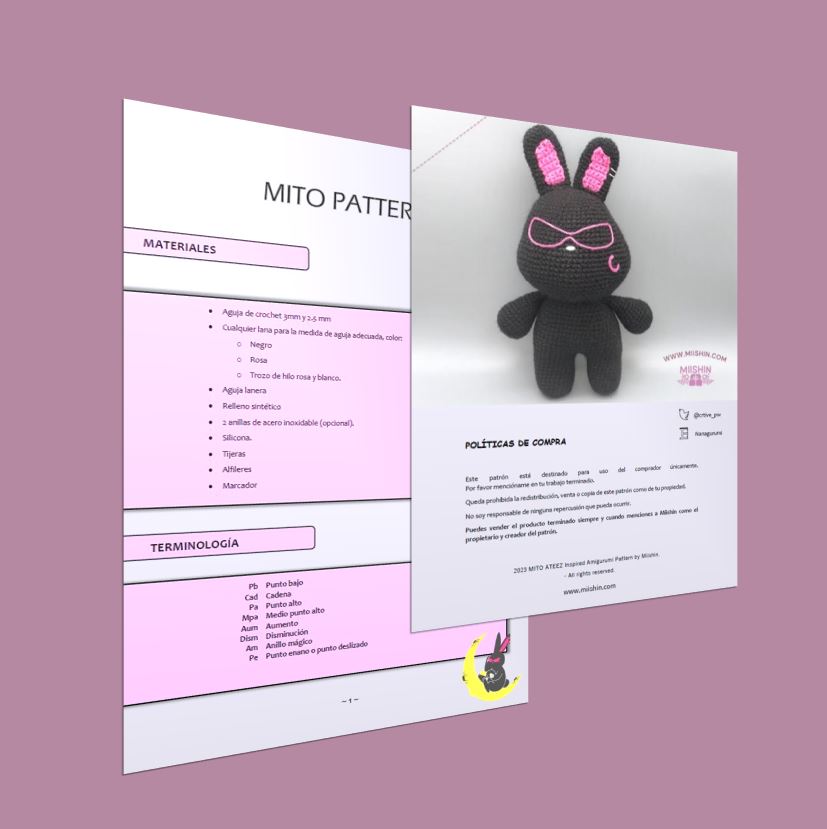 MITO Rabbit PDF Pattern English & Spanish, Ateez Plushie – Miishin Shop